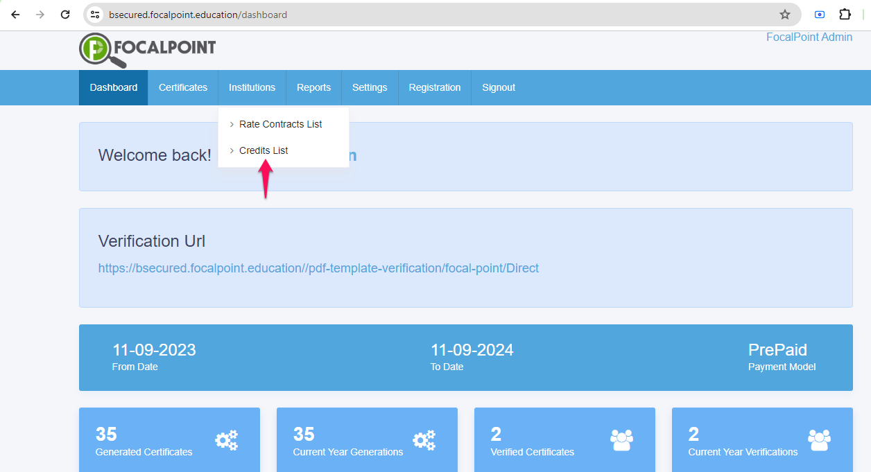 How do I Navigate to the Credits List – FocalPoint Support Community