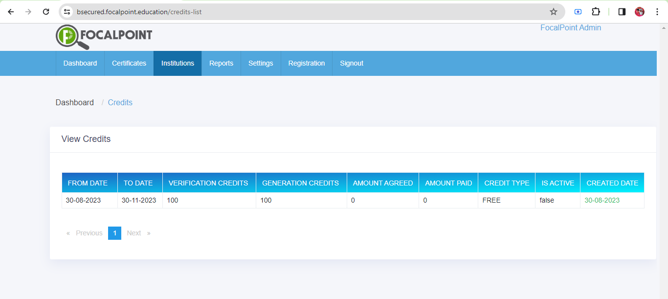 How do I Navigate to the Credits List – FocalPoint Support Community