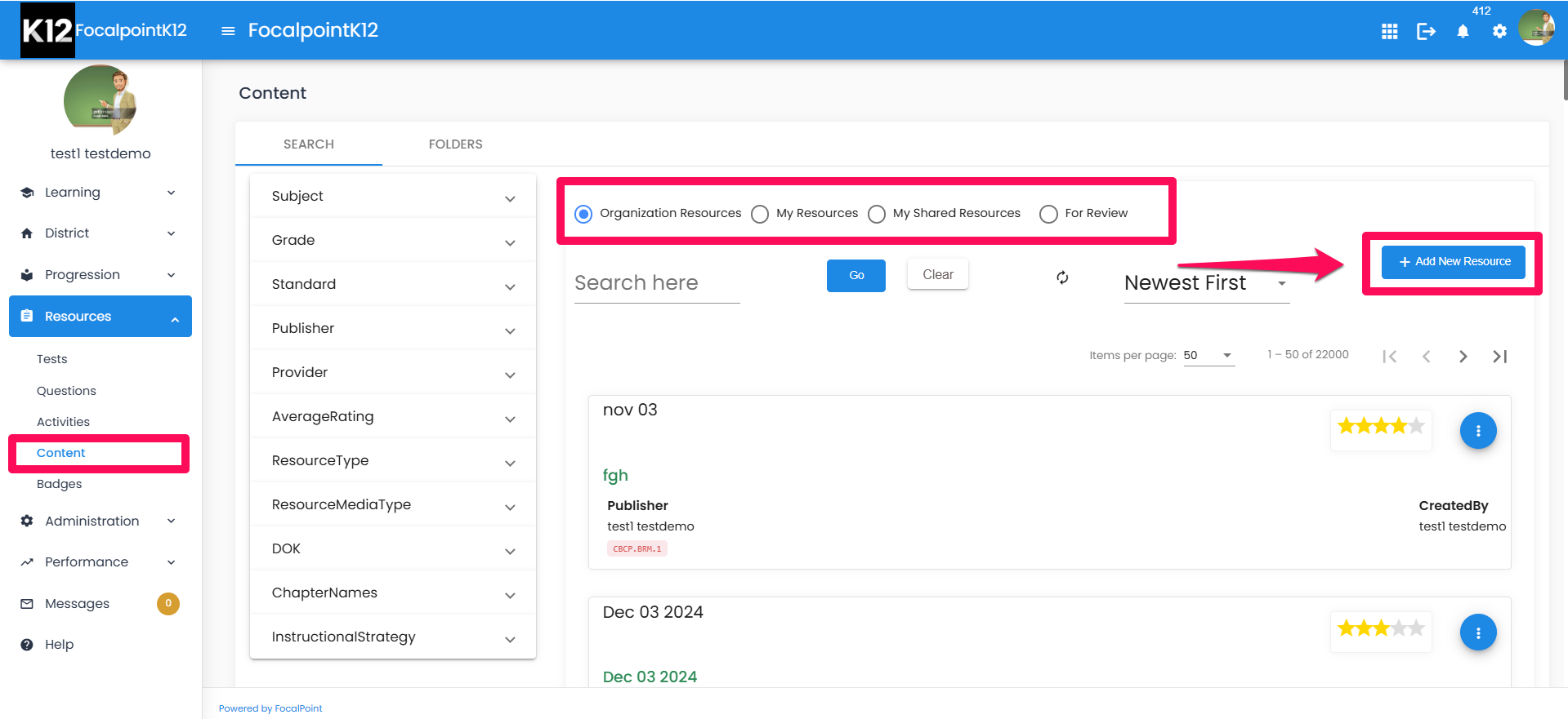 Learning Tree Resources: Adding a New Resource – FocalPoint Support Community